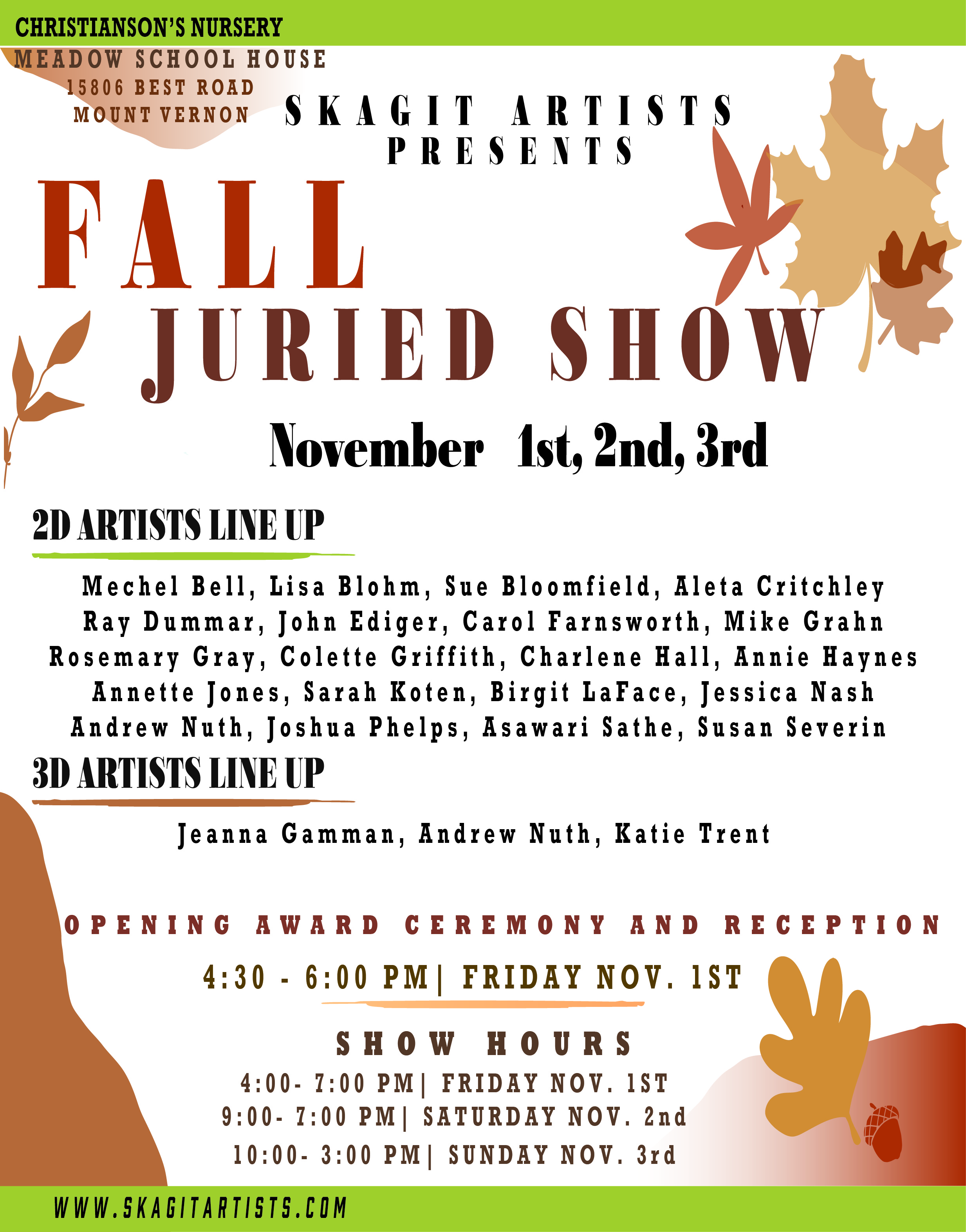 Show Line Up – Skagit Artists
